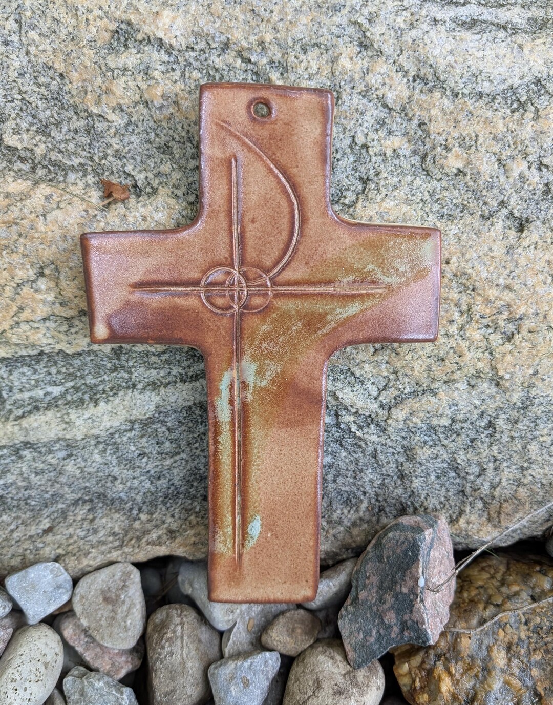 Artisan Ceramic Wedding Cross: Chi Rho Symbol, Intertwined Rings - Etsy