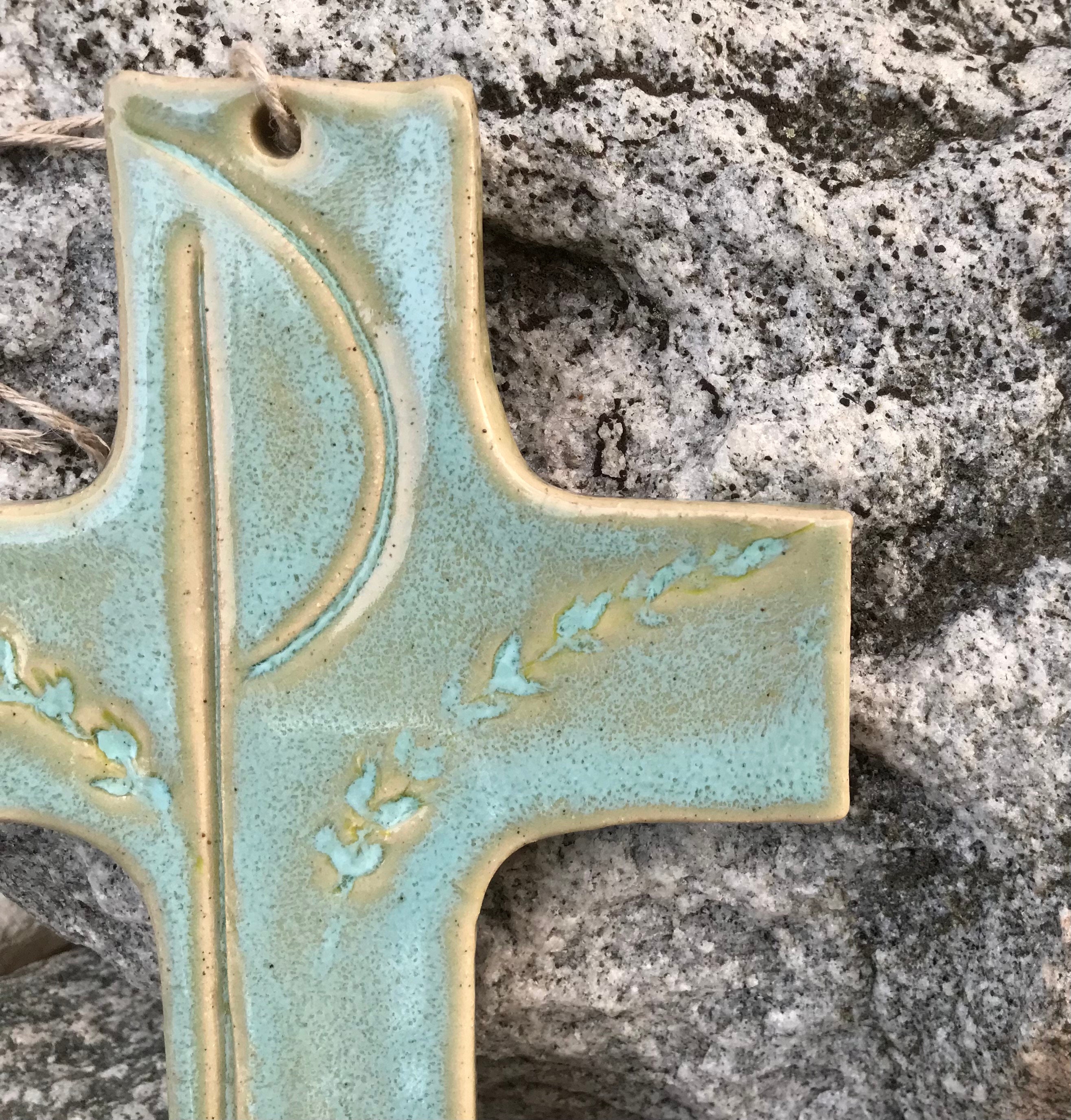 Artisan Made Cross, Chi-rho (symbol for Christ) With Impressed Wheat ...