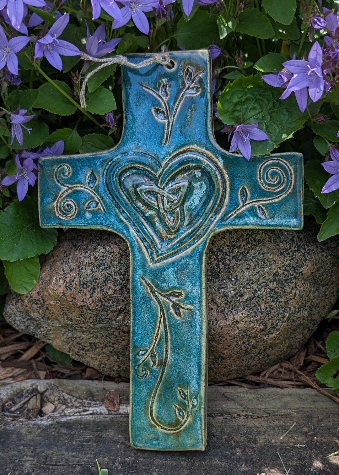 Handcarved Ceramic Cross. Celtic Style Intertwined Trinity Knot and ...
