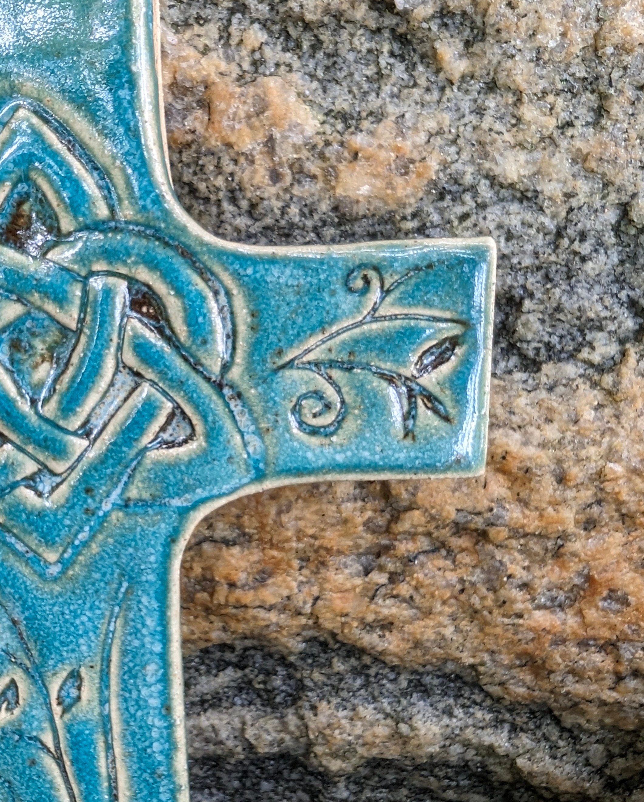 Handcarved Ceramic Cross. Celtic Style Intertwined Trinity Knot and ...