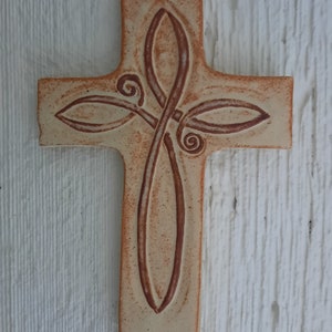 Artisan Made Stoneware Cross, Handcarved Celtic Cross Symbol, Light ...