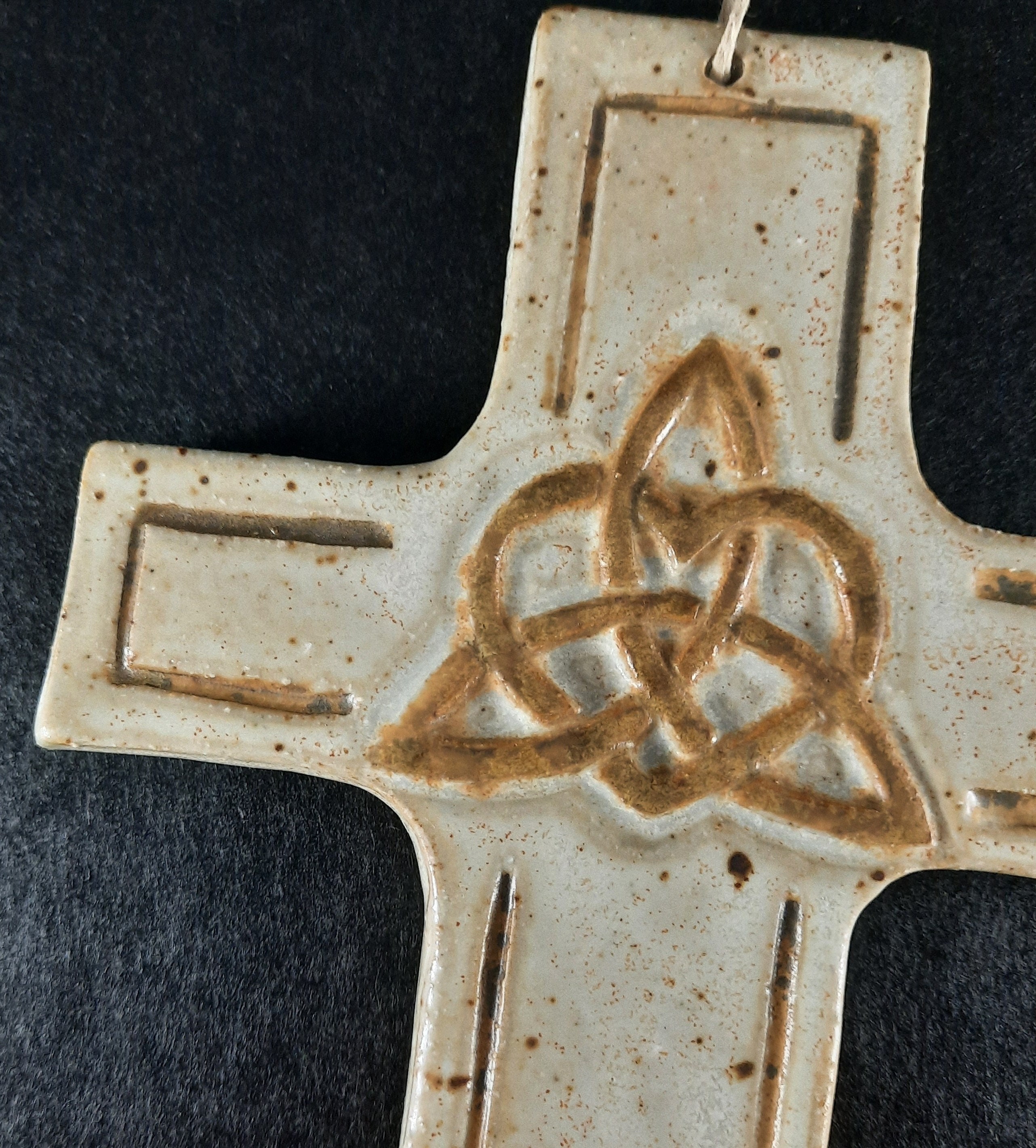 Artisan Made Ceramic Cross, Handcarved Celtic Heart With Intertwined ...