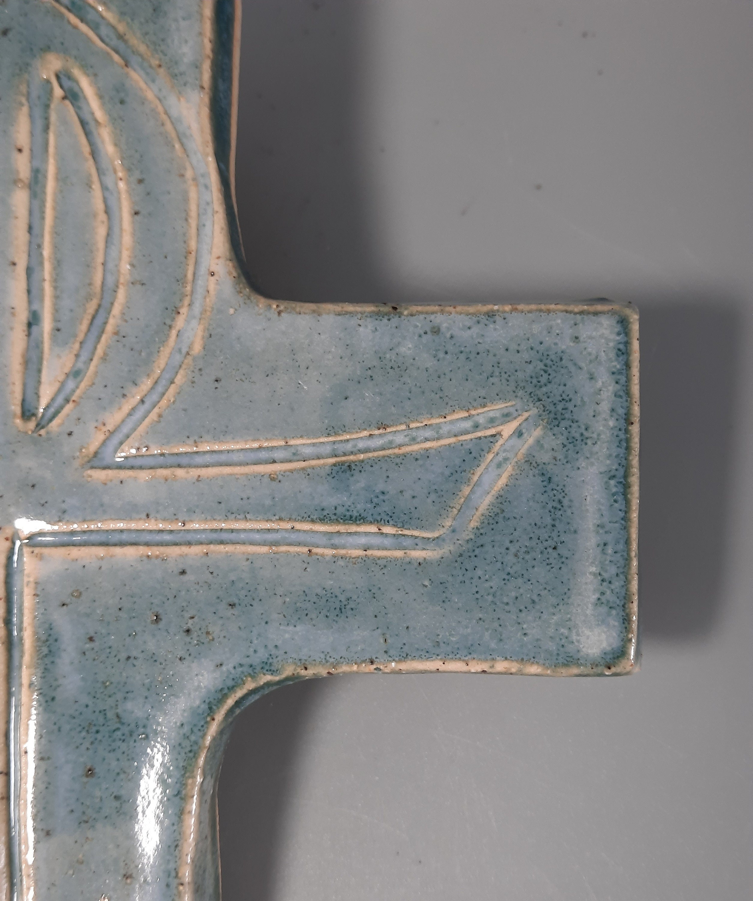 Hand Carved Stoneware Cross: Aqua Green Chi Rho Symbol - Etsy