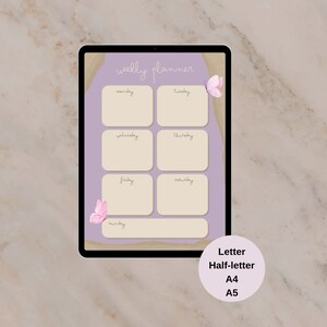 Butterfly Weekly Planner Page Printable Digital - Etsy