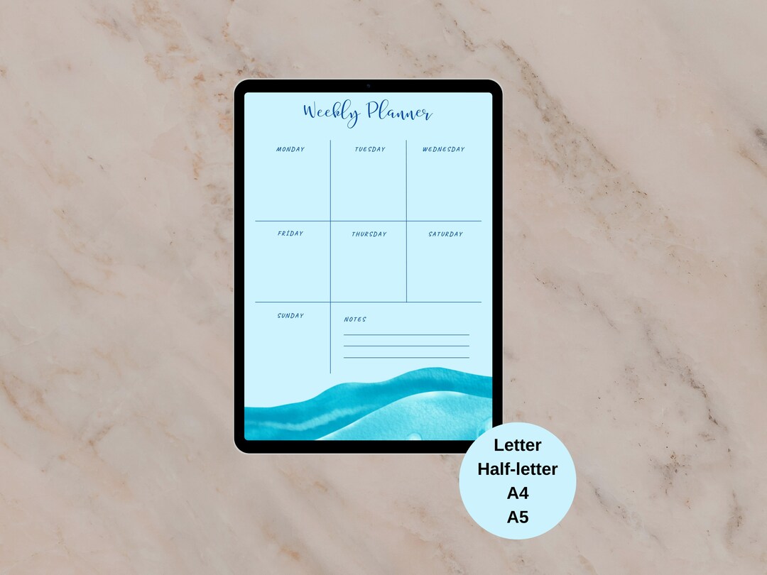 Blue Beach Weekly Planner | Personal Digital Printable Daily Planner ...
