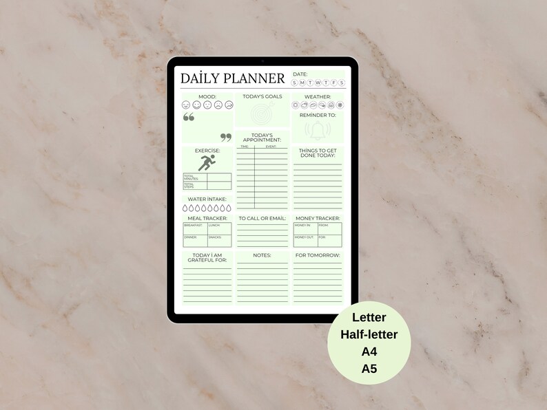 Daily Planner personal Digital Printable Daily Planner , Daily to Do ...