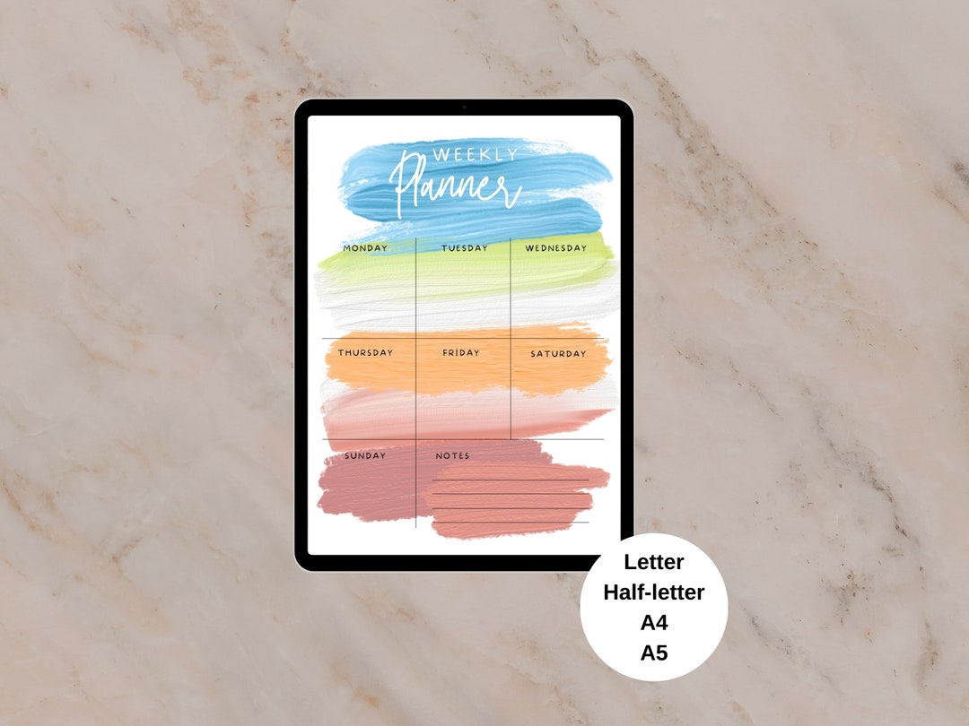 Digital Weekly Planner, Digital Planner, Tablet Planner, Minimalist ...