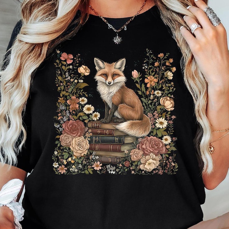 Fox and Book Tshirt - Etsy