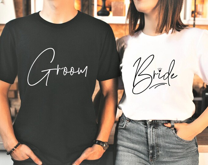 Bride and Groom Shirts, Bride and Groom Tees, Bride Groom Set, Cute Set ...