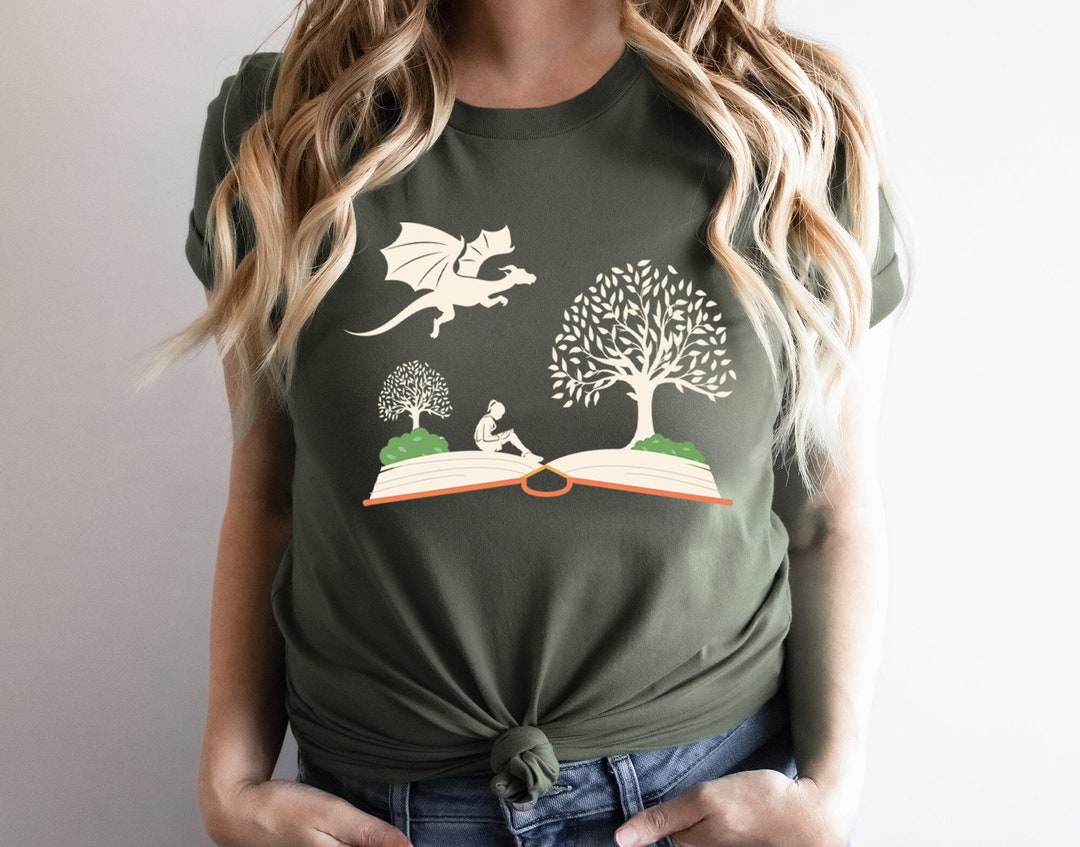 Girl and Dragon Book Shirt, Reading Book Shirt, Gift for Bookworms ...
