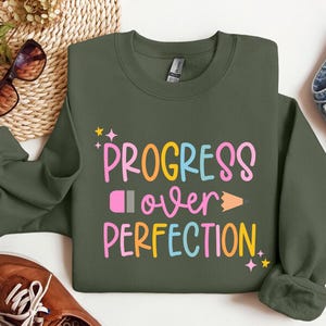 Progress Over Perfection Shirt, Teacher Shirts, Back to School Shirt ...