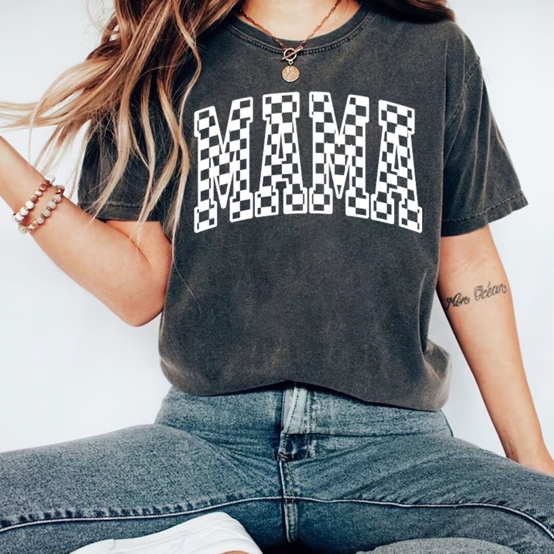 Mama Shirt, Retro Mama Shirt, Checkered Mama Shirt, Mama Tee, Checkered ...