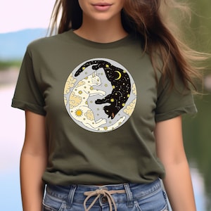 Cats and Moon Shirt, Celestial Cat Sweatshirt, Celestial Shirts, Moon ...