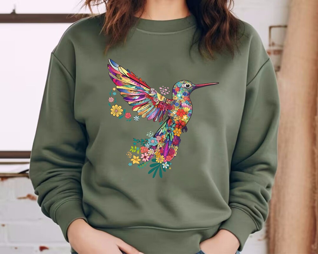 Floral Hummingbird Sweatshirt ,animal Lover Tee, Bird Sweatshirt ...