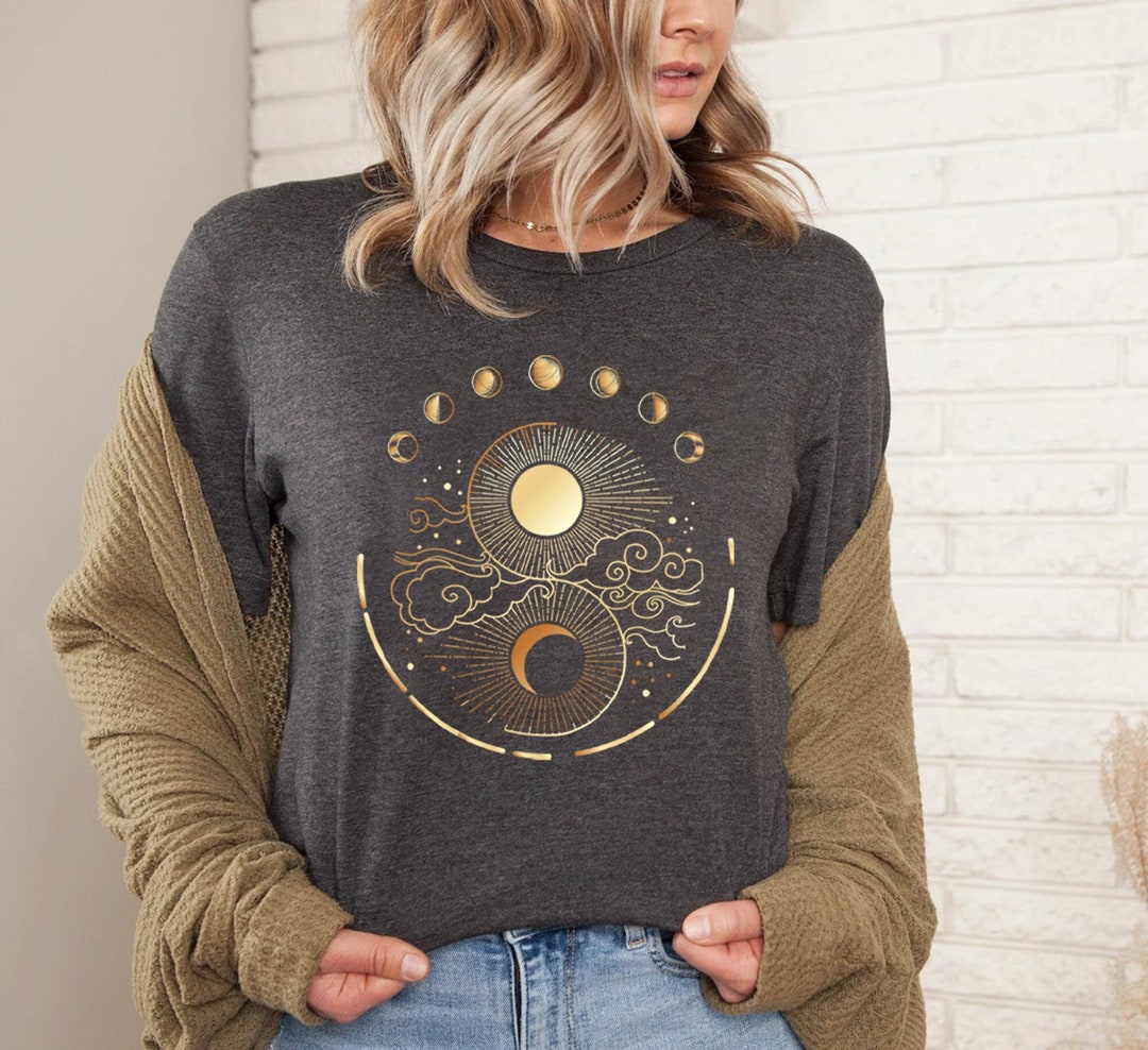 Mystic Moon and Sun Shirt, Mystical Moon Phase Shirt, Moon Phase T ...