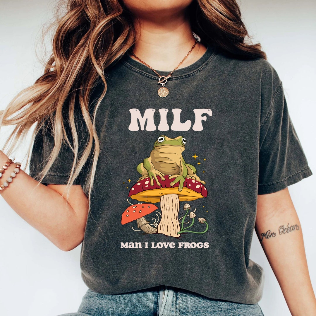 Retro Frog Tshirt, Funny MILF Froggy Shirt, Mushroom Shirt, Cottagecore ...