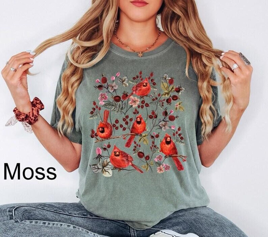 Comfort Colors® Vintage Cottagecore Wildflower Red Cardinal Shirt ...