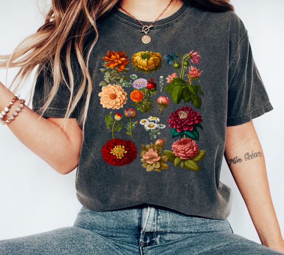 Flower Shirt, Gift for Her, Flower Shirt Aesthetic, Floral Graphic Tee ...