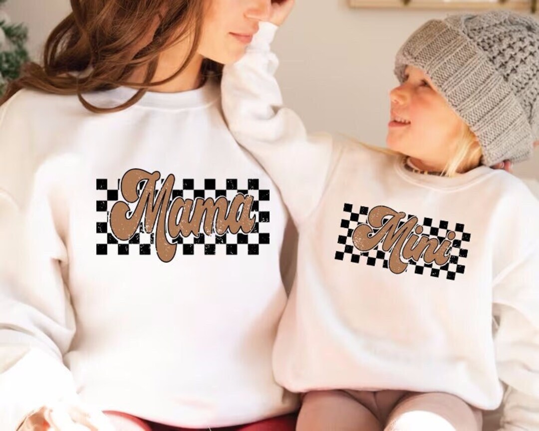 Mama Mini Checkered Sweatshirt,mama Mini Retro Shirt,mama and Me Shirt ...