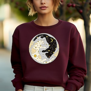Cats and Moon Shirt, Celestial Cat Sweatshirt, Celestial Shirts, Moon ...