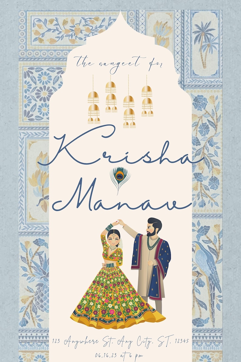 Digital Hindu Indian Wedding Invitation - Powder Blue (customized ...