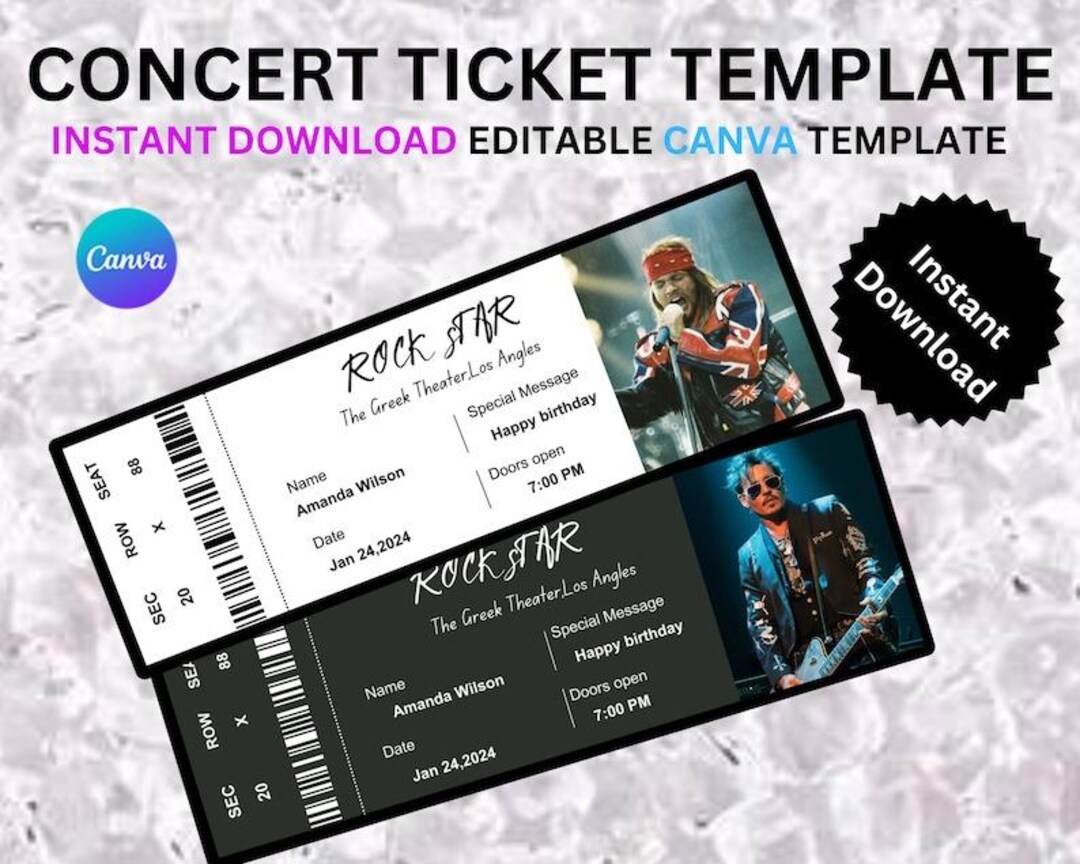 Concert Ticket Template, Editable Canva Template, Custom Event Ticket ...