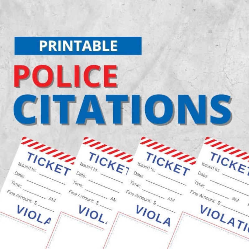Police Ticket Printable - Etsy