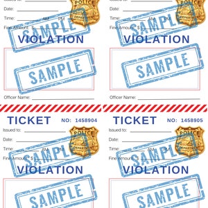 Police Citation Pad for Kids - Printable - Etsy