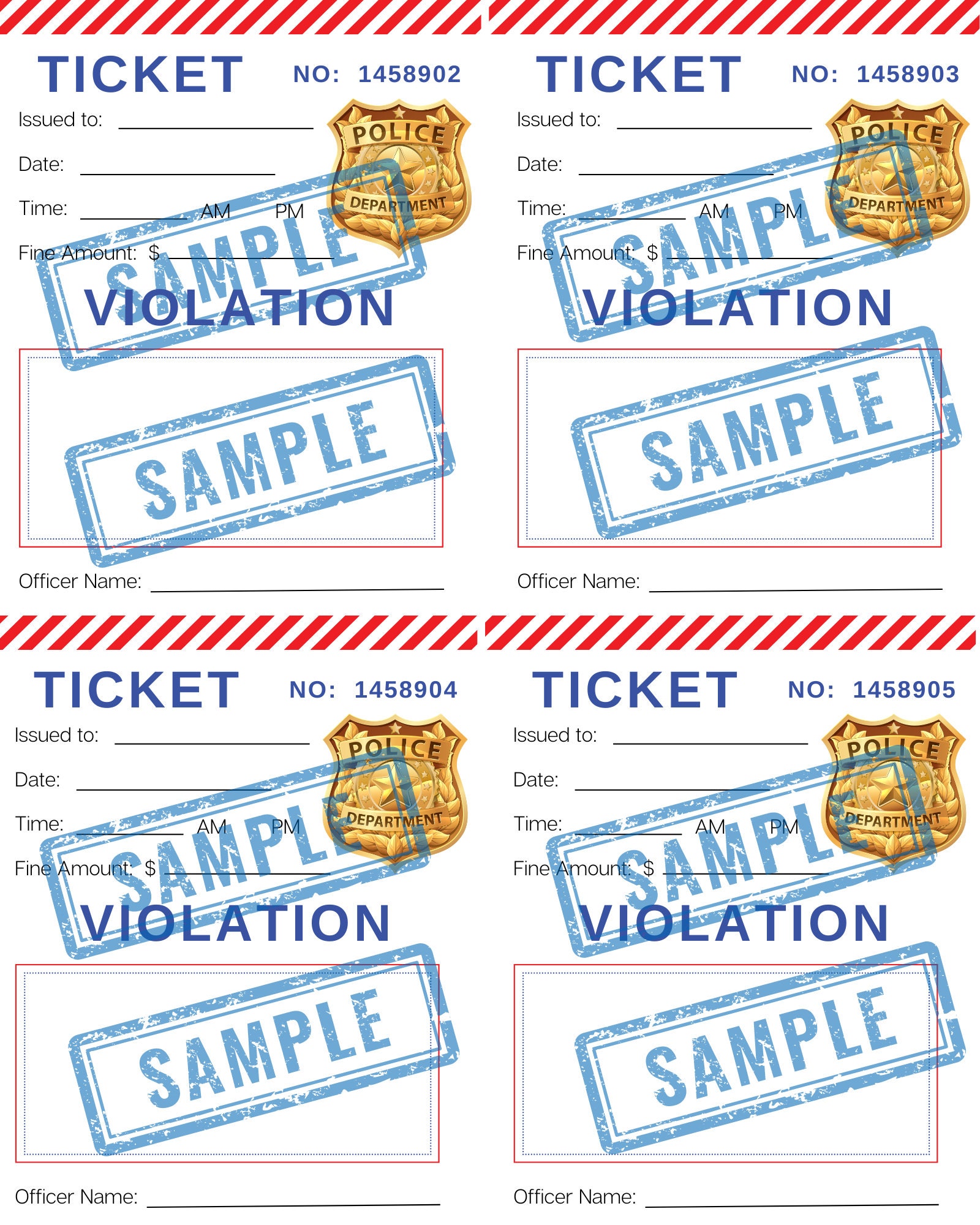 Police Citation Pad for Kids - Printable - Etsy