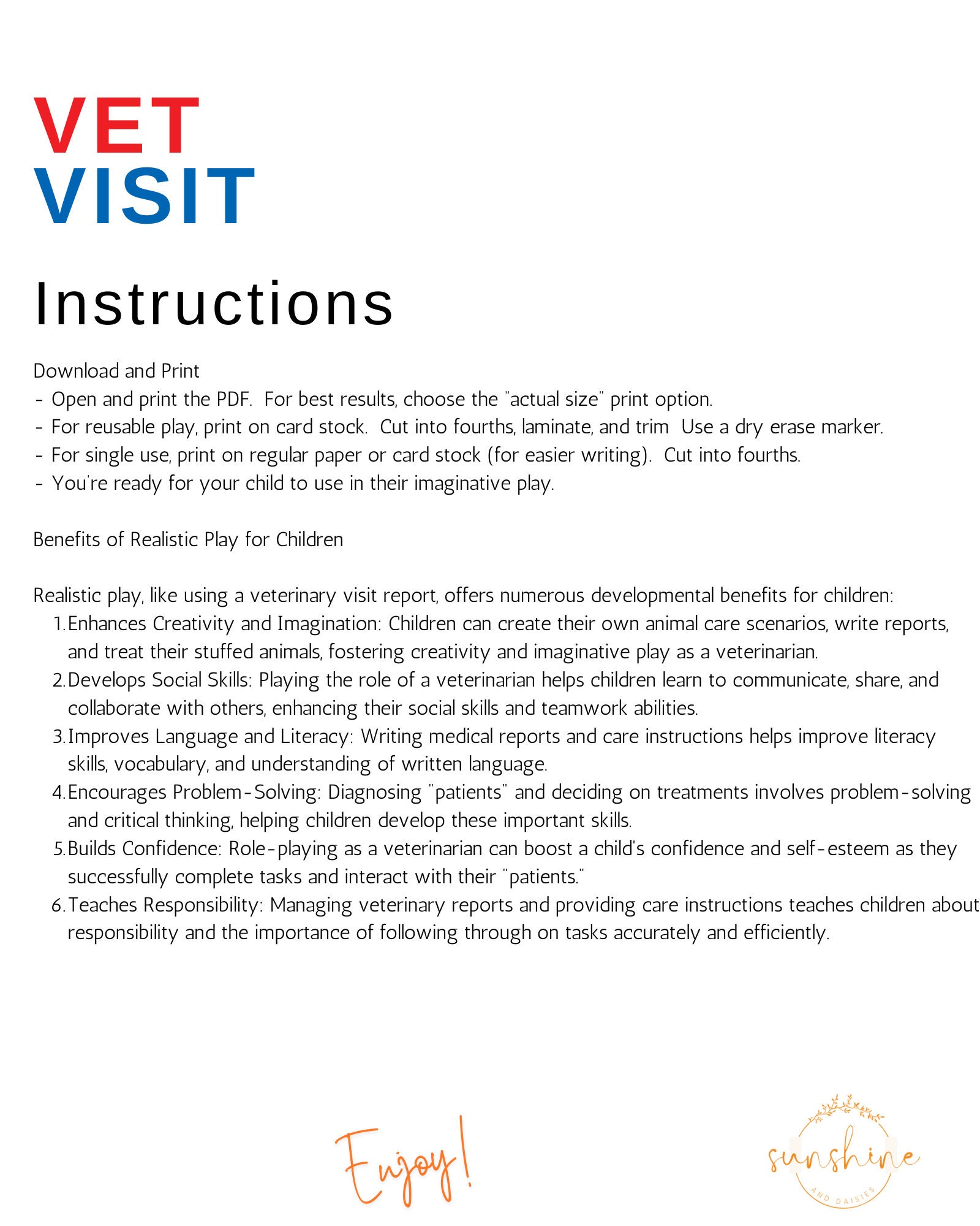 Vet Report Kids Printable - Etsy