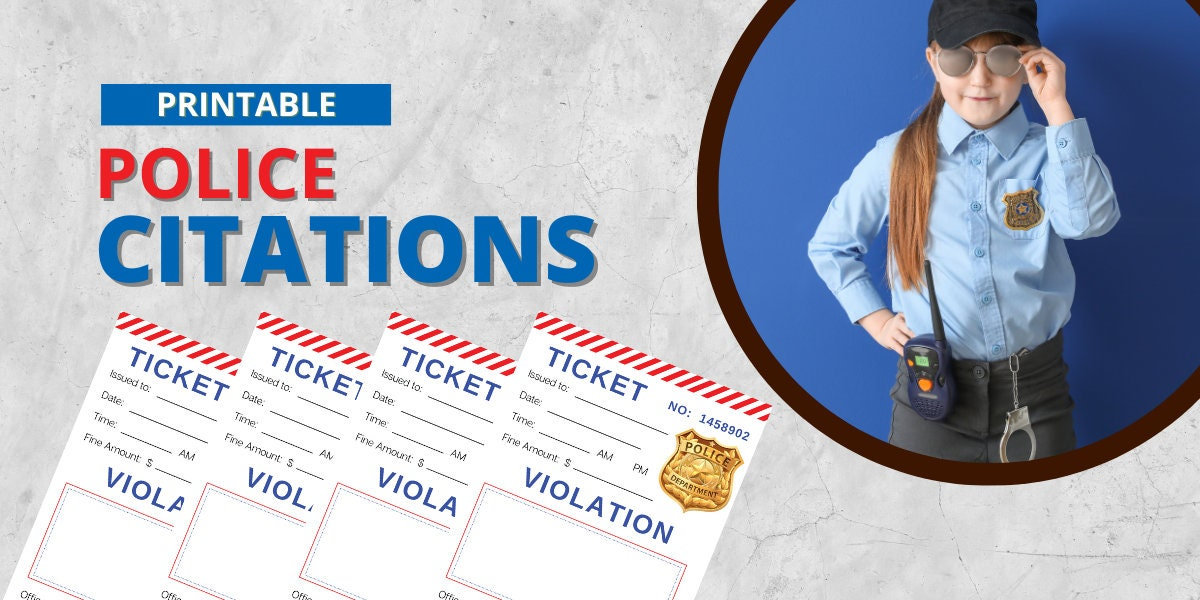 Police Citation Pad for Kids - Printable - Etsy