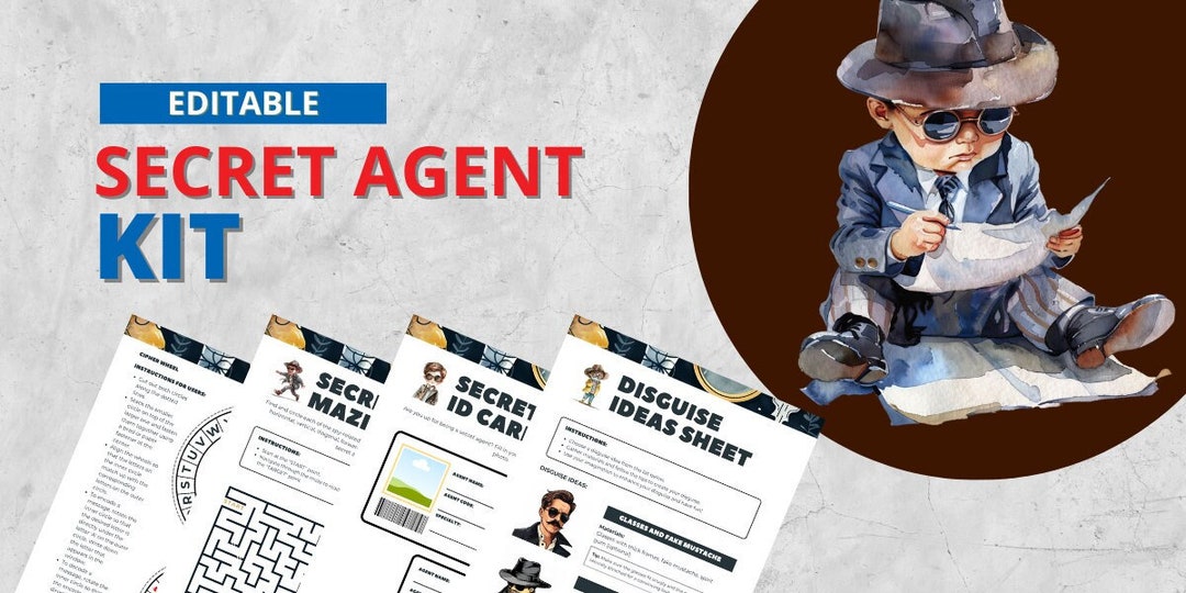 Secret Agent Activity Sheet for Kids Printable Spy Mission Fun Editable ...