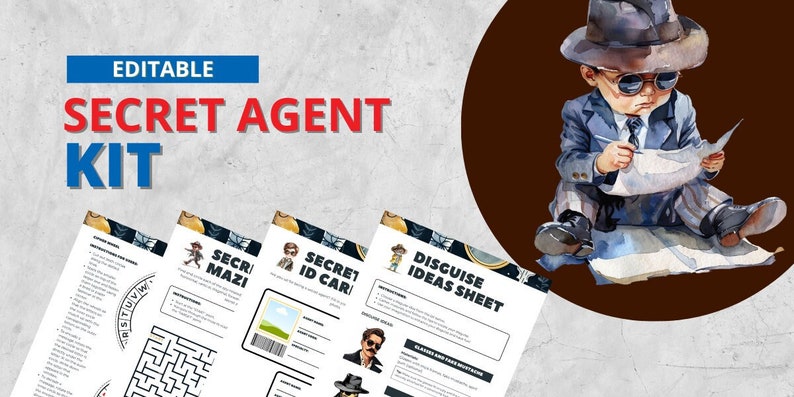 Secret Agent Activity Sheet for Kids Printable Spy Mission Fun Editable ...