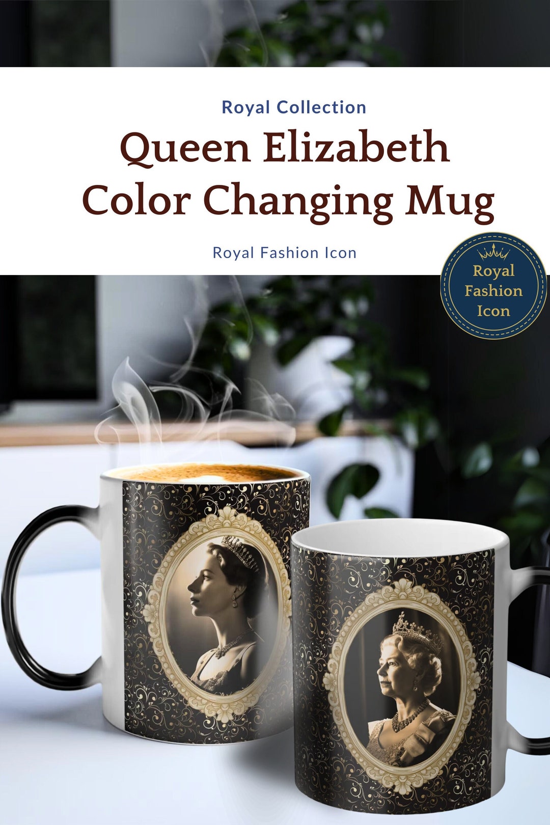 Queen Elizabeth Color Changing Mug Gift Royal Portrait the Crown Royal ...