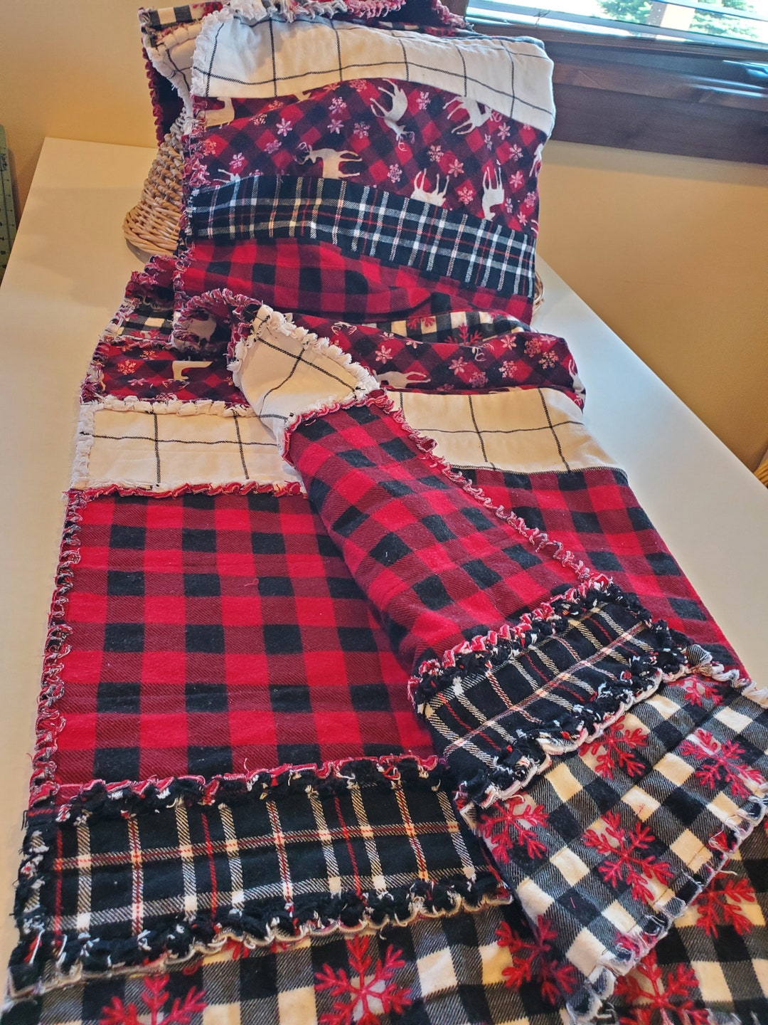Christmas Plaid Homemade Rag Strip Lap Quilt - Etsy