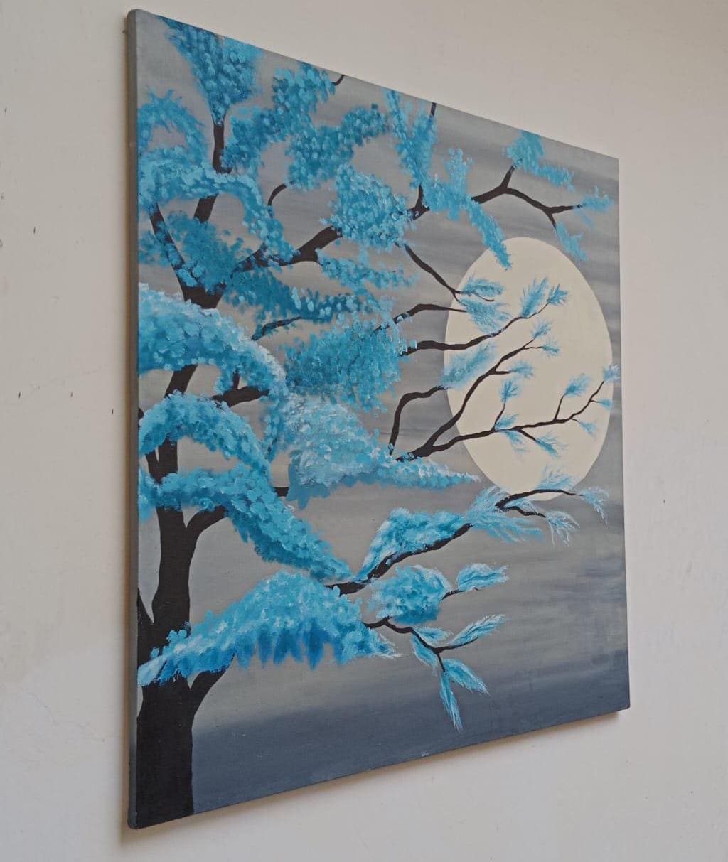 Moon Phase Oil Painting, Full Moon Wallart , Custom Lunar Art ...