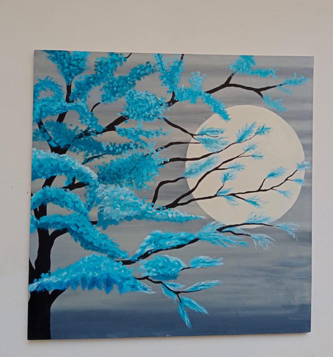 Moon Phase Oil Painting, Full Moon Wallart , Custom Lunar Art ...