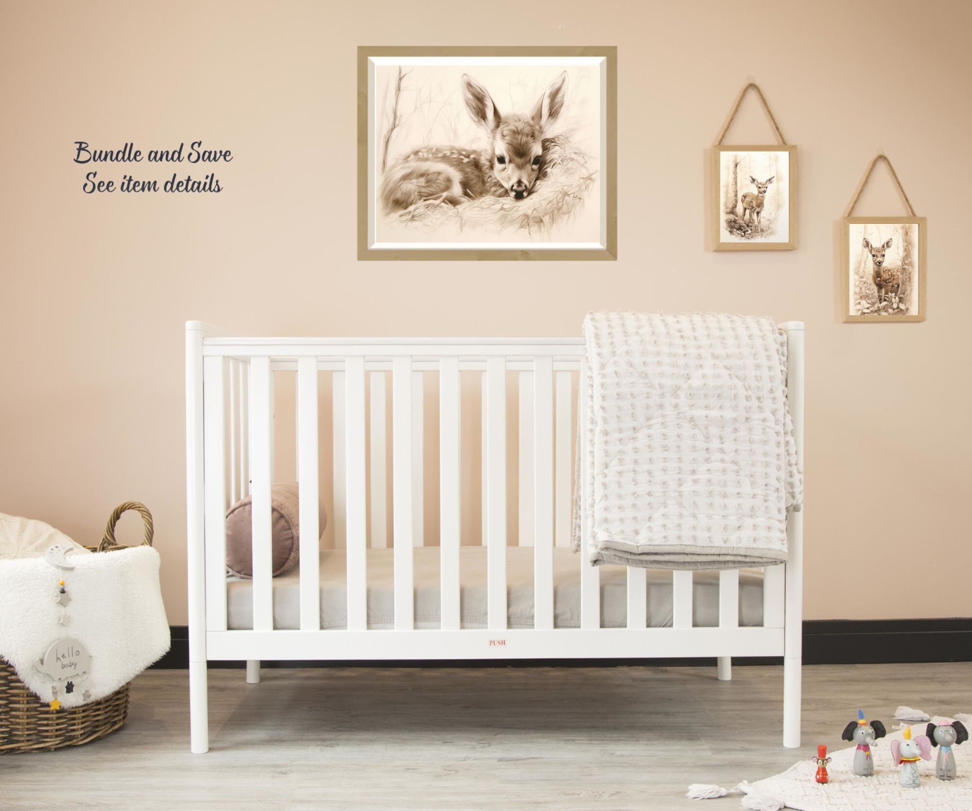 Autumn Fawn Sepia Drawing, Cute Baby Reindeer in Nature Pencil Sketch ...