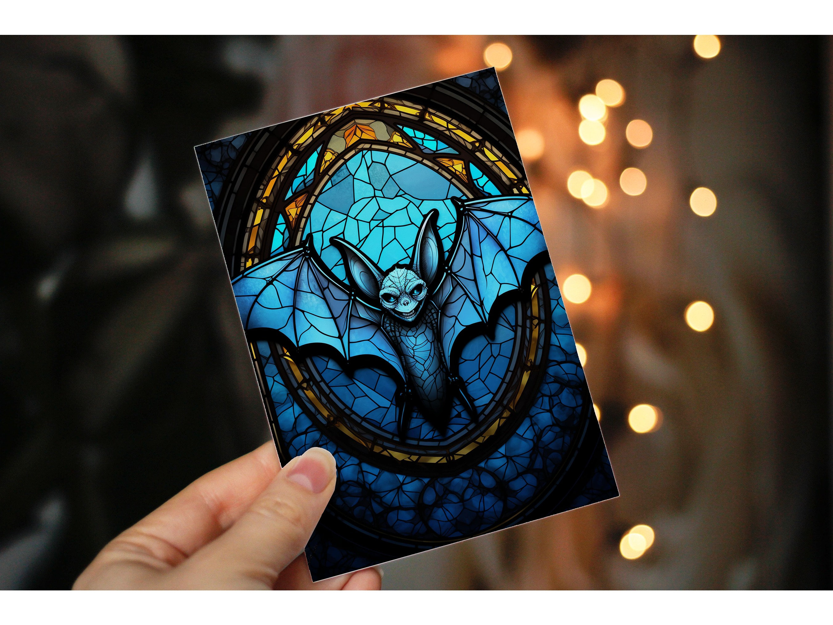 Baby Bat Stained Glass Gothic Print, Bat Lover Gift, Halloween Decor ...