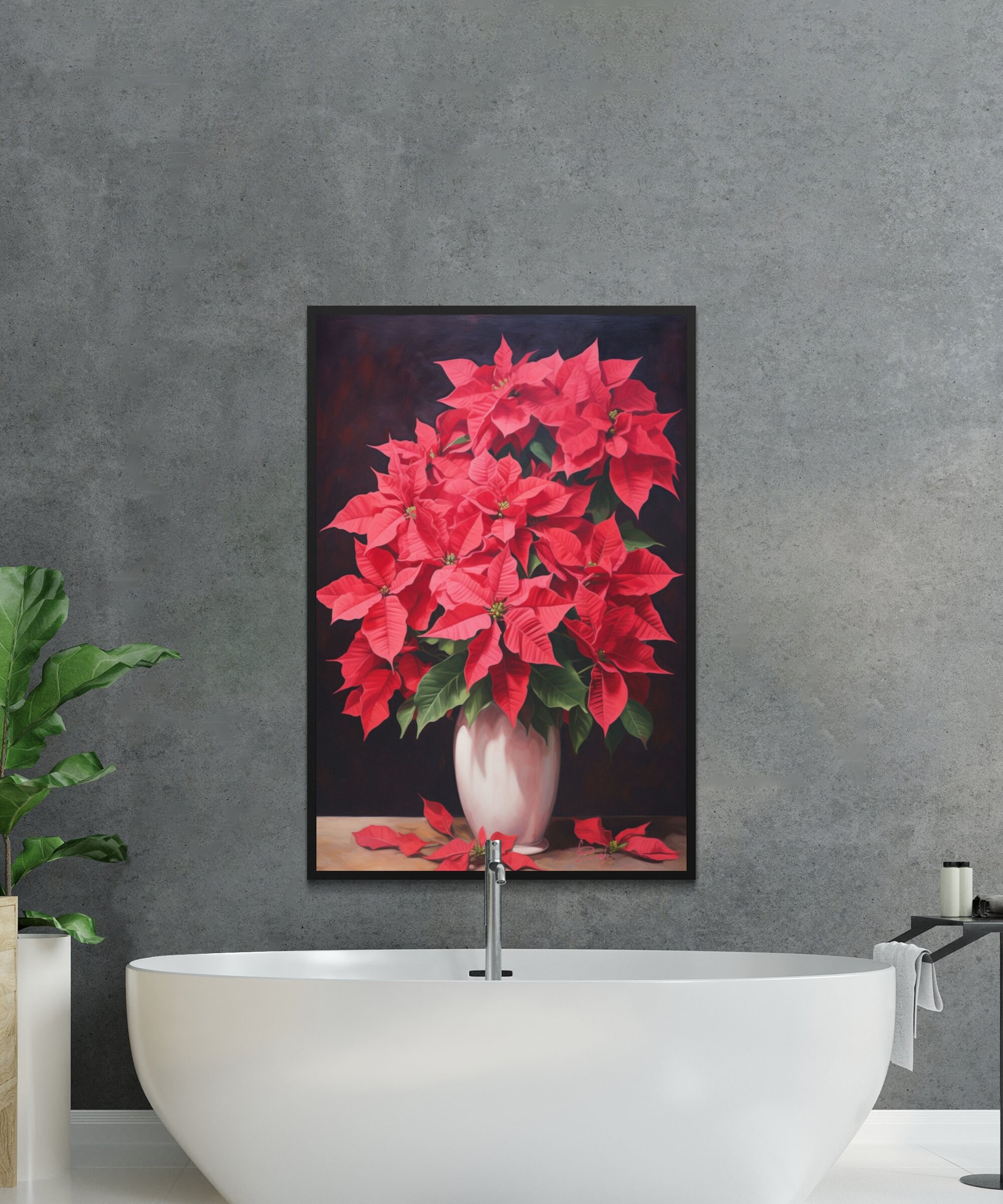 Poinsettia Still Life Printable, Rustic Christmas Decor, Timeless ...