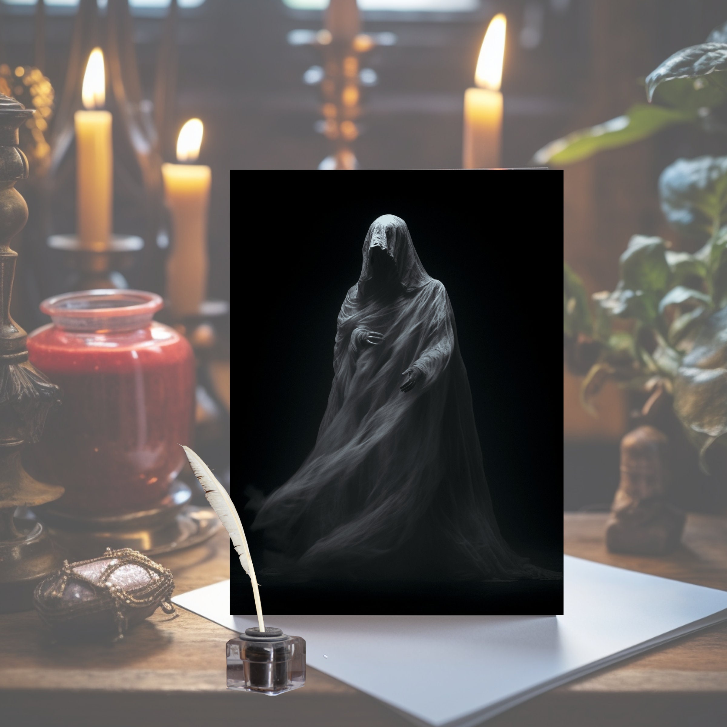 Ghost in Lace Shroud Art Classic Gothic Painting Dark - Etsy