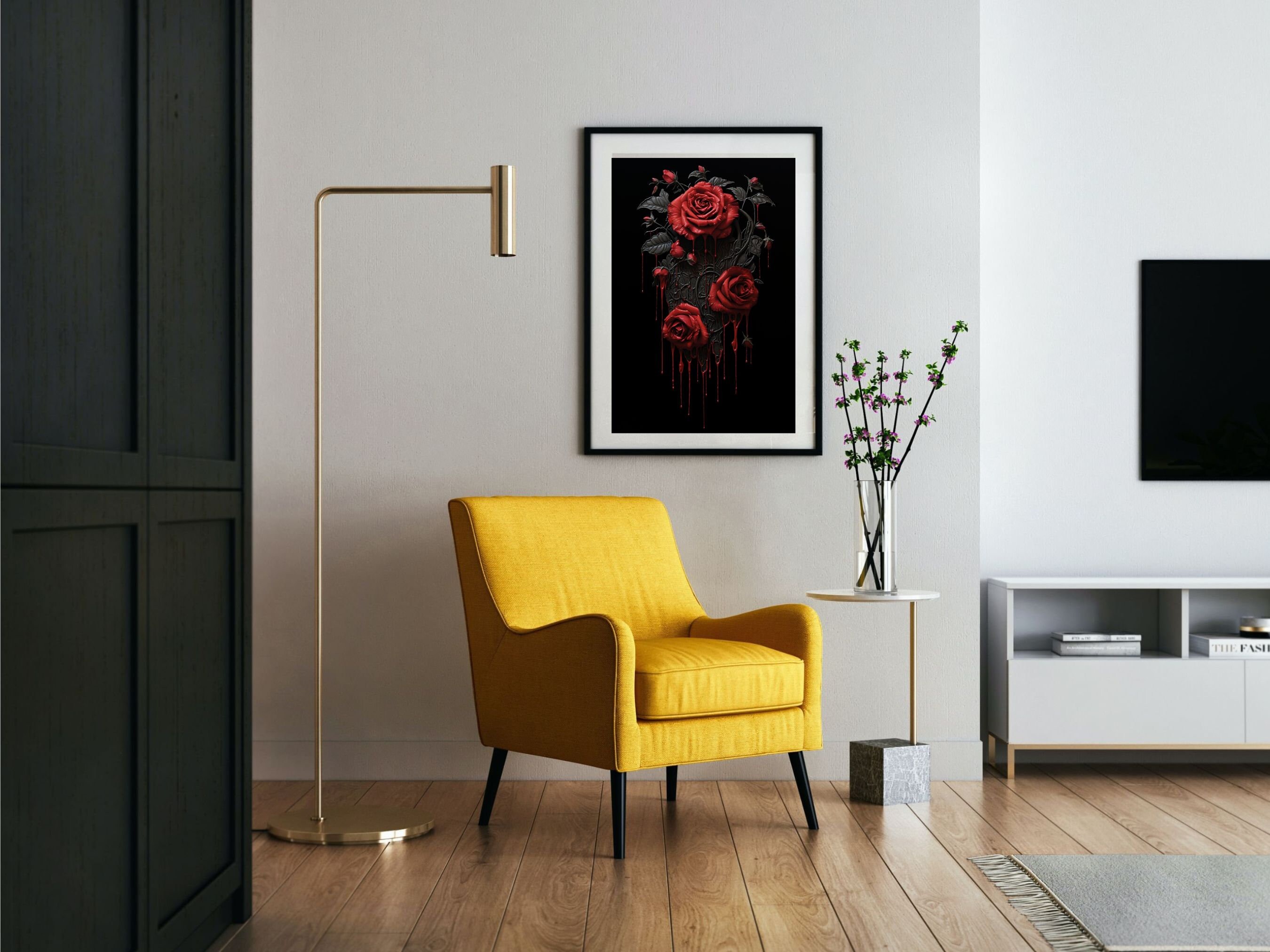 Bleeding Red Roses Printable Wall Art, Dark Dripping Roses, Gothic Chic ...