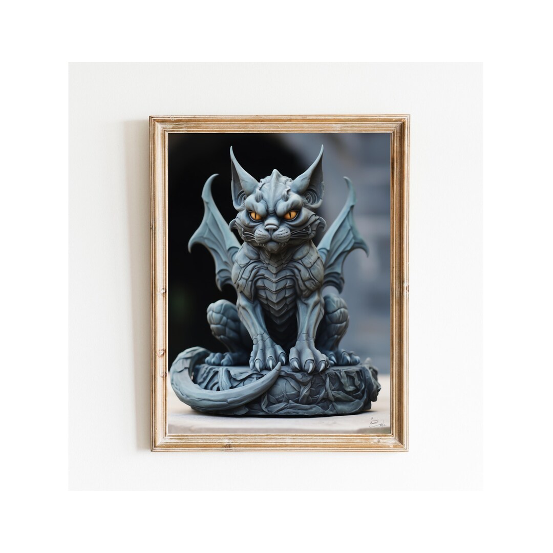 Gargoyle Sculpture Printable Wall Art, Greek Mythology Print, Neutral ...