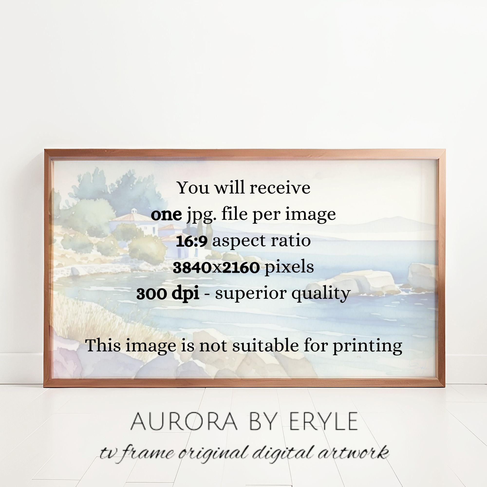 Aegean Coastal Villatv Frame Art for Samsung TV, Rocky Shores Digital ...