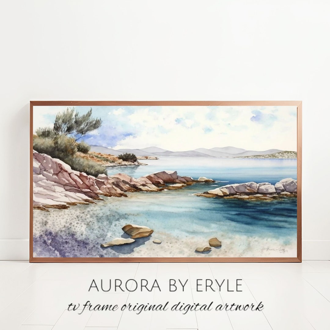 Aegean Seascape TV Frame Art for Samsung TV, Rocky Shores Digital TV ...
