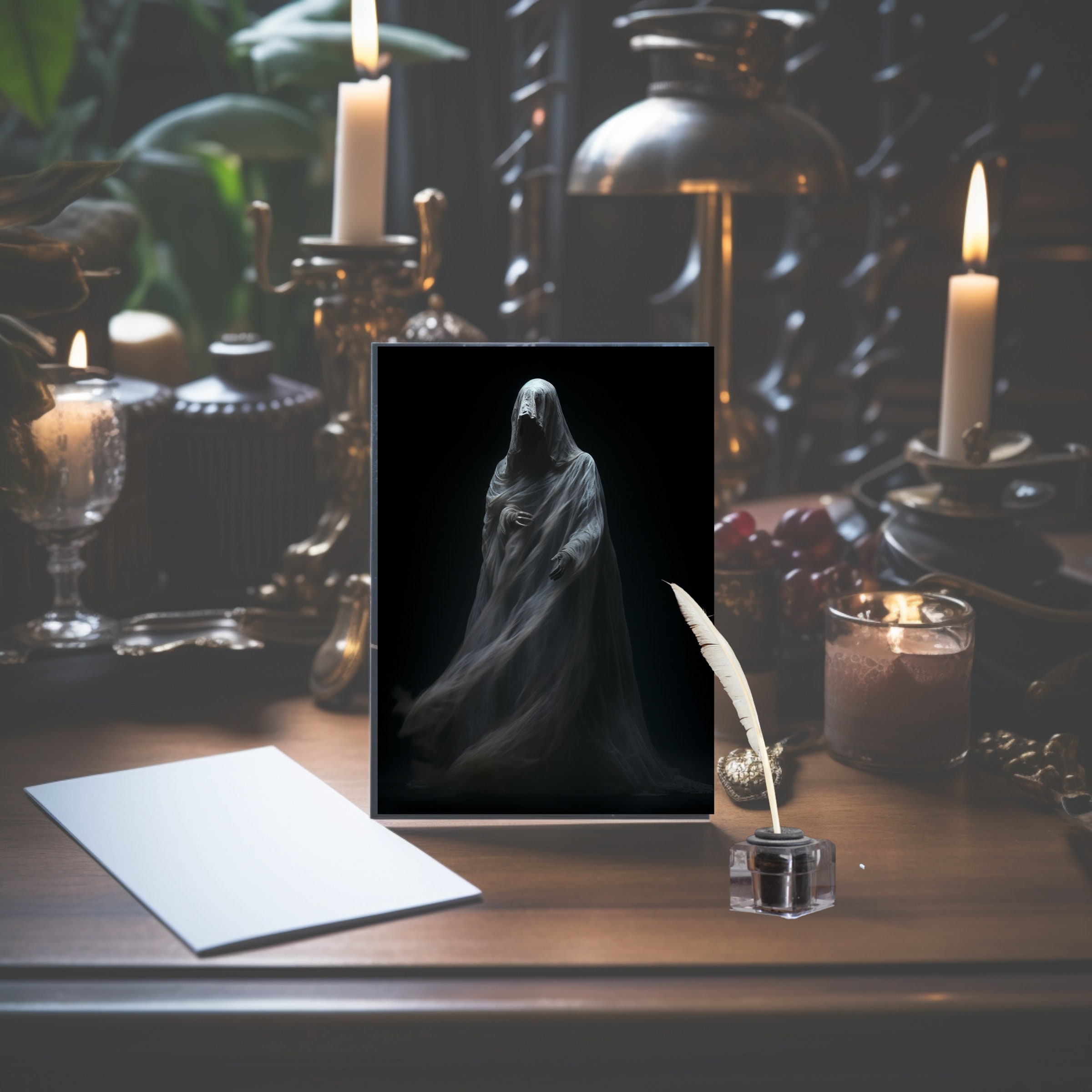 Ghost in Lace Shroud Art Classic Gothic Painting Dark - Etsy