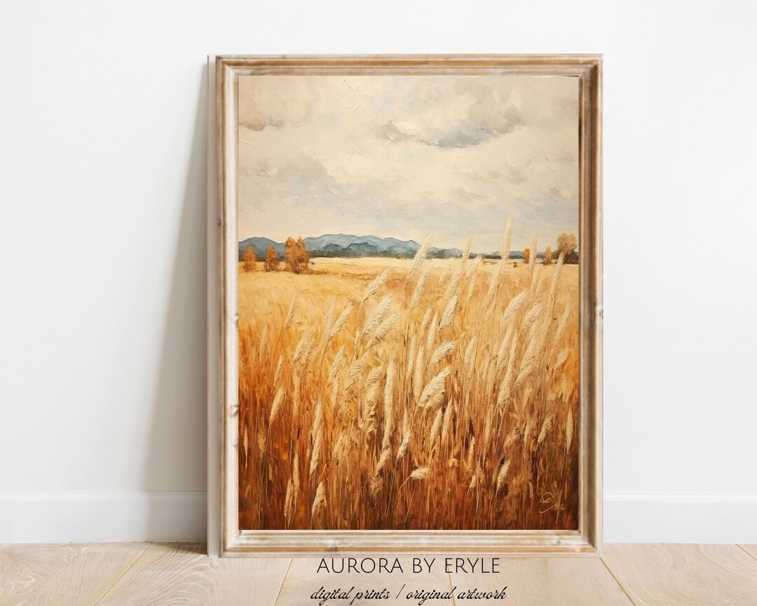Autumn Harvest Crop Wall Art, Golden Ears of Ripe Wheat Oil Painting ...