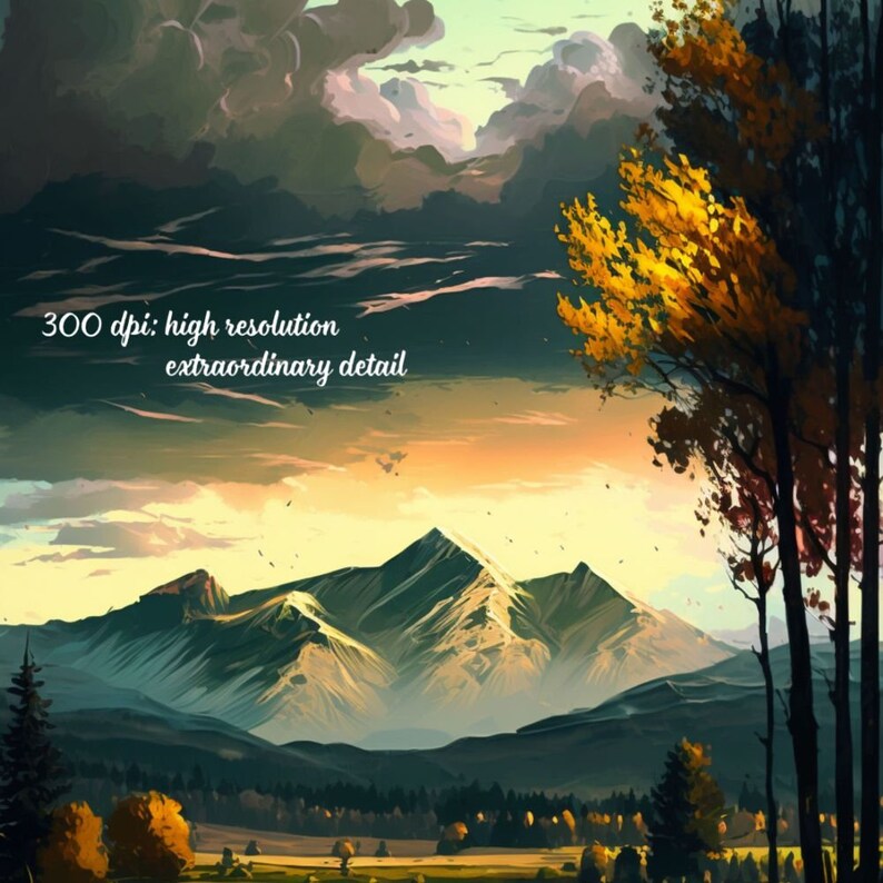 Abstract Mountain Scene Wall Art, Bold Landscape Printable, Dramatic ...