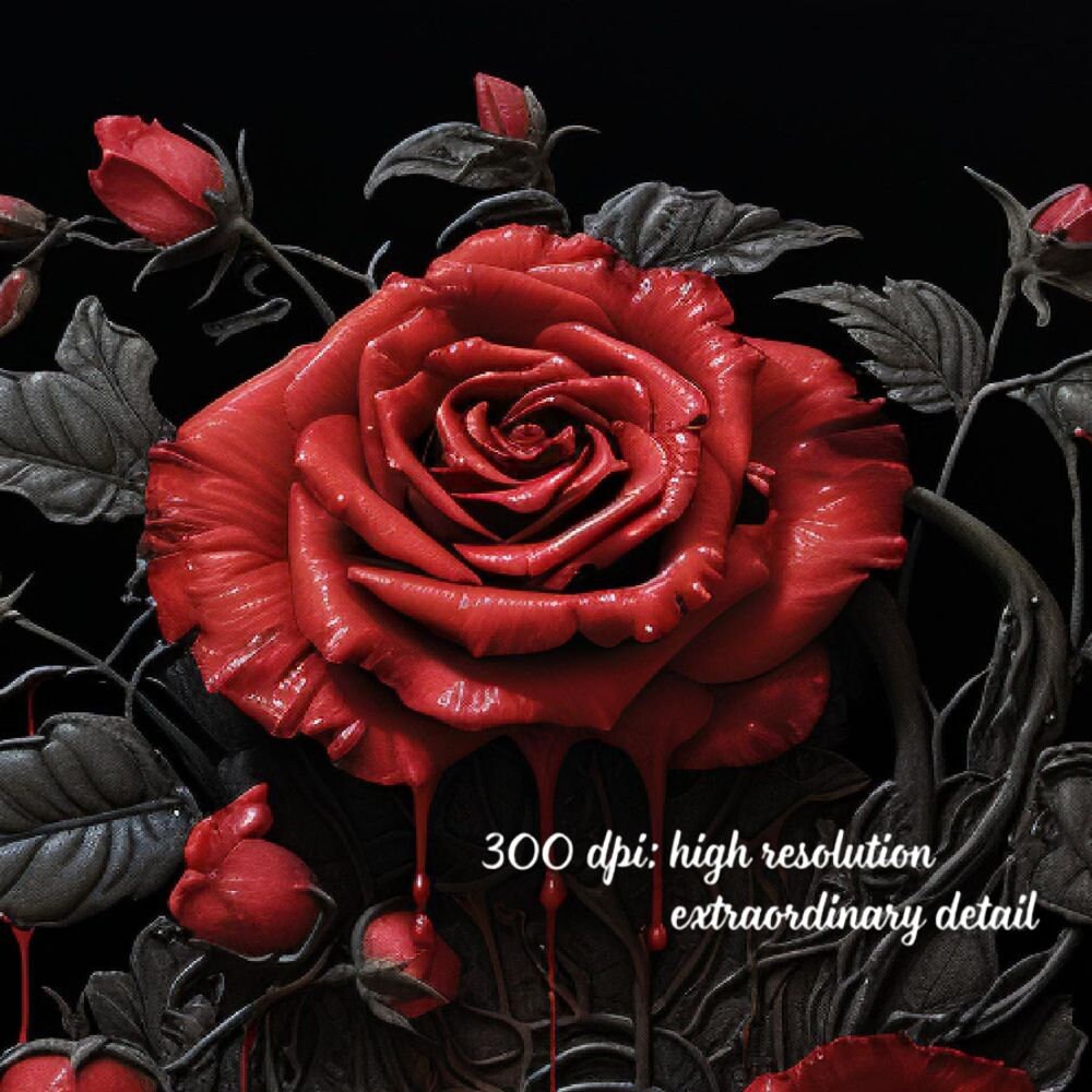 Bleeding Red Roses Printable Wall Art, Dark Dripping Roses, Gothic Chic ...