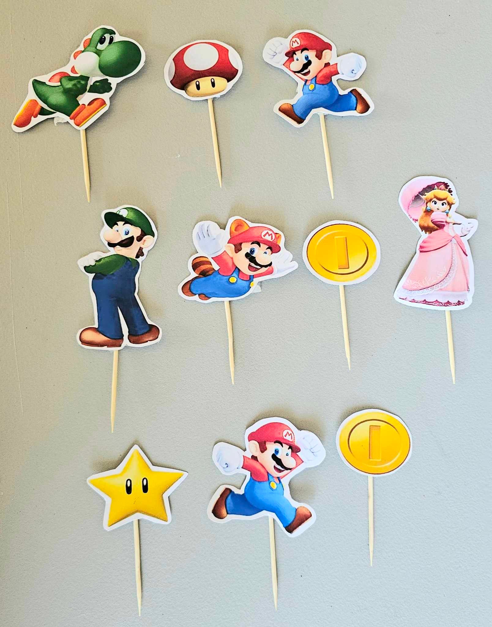 12 Pcs of Super Mario Cup Cake TOPPERS Cupcake Toppers SUPER MARIO ...